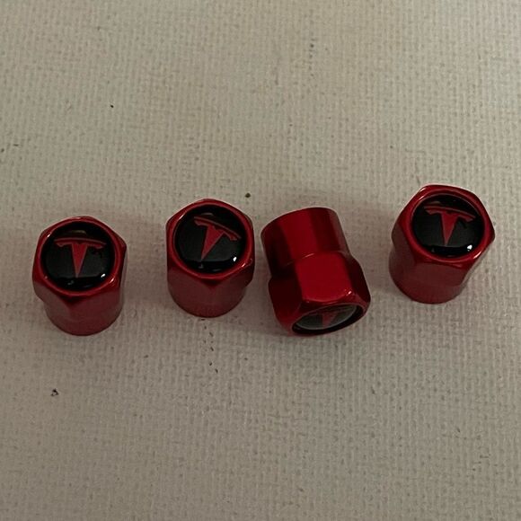 Other | Teslalogo Valve Stem Capsin Red Set Of 4nwt | Poshmark